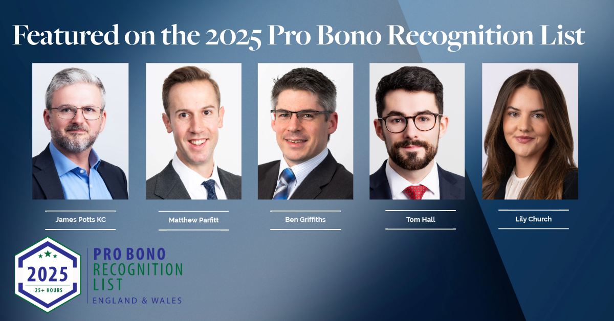 James Potts KC, Matthew Parfitt, Ben Griffiths, Tom Hall, and Lily ...